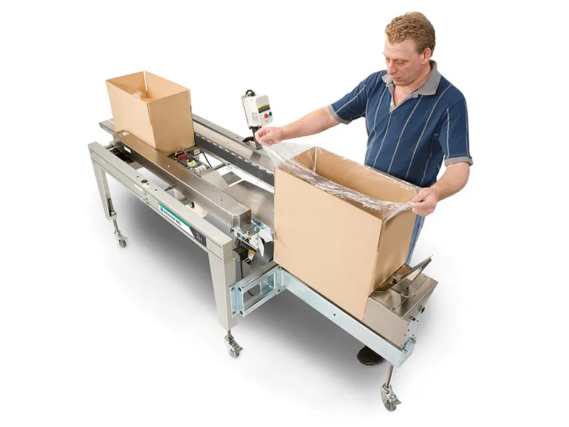 BEL 451 Semi-Automatic Poly Bag Inserter, Case Erector, Packer & Bottom ...